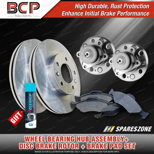 Rear Wheel Bearing Hub Assembly + Brake Rotor Pad Kit for Hyundai ...
