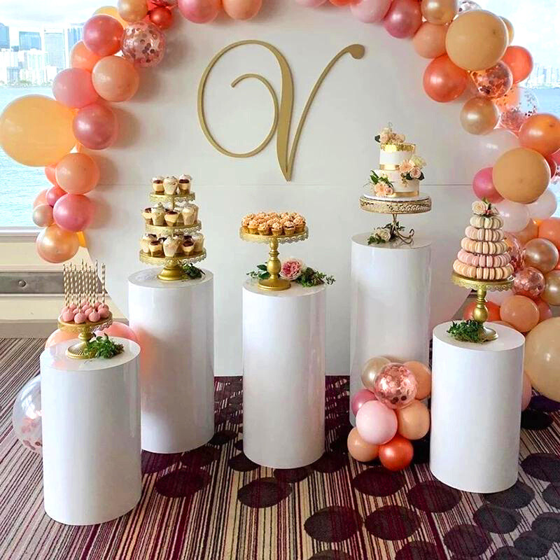 5X Metal Plinth Cylinder Dessert Pedestal Wedding Cake Flower Display ...