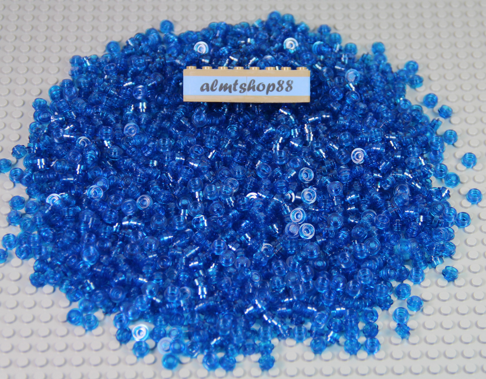 LEGO - 1x1 Round Plates Translucent Dark Blue - Bricks Small Dots Trans ...