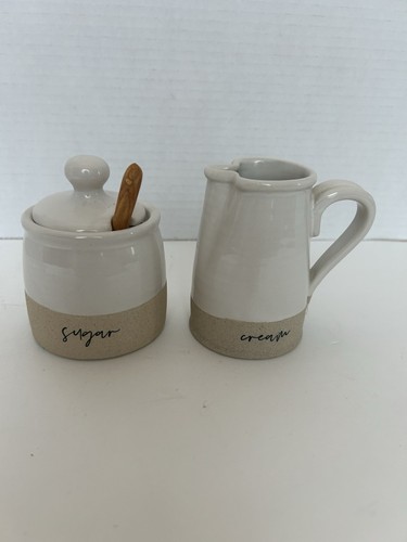 Mudd Pie Farmhouse Carafe for/Cream Sugar Container w/Top and Wooden ...