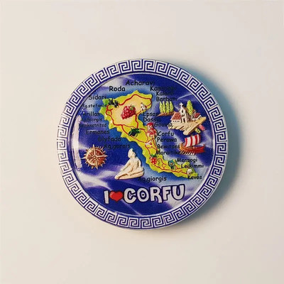 Map of Corfu Fridge Magnet Refrigerator Sticker Home Decor Resin Greece ...