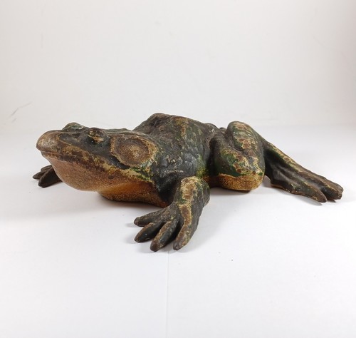 Antique Painted Cast Iron Frog Door Stop, Garden Statue, Paperweight | eBay