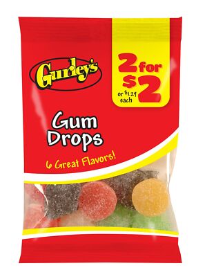 Gurley's Classic Gum Drops, Assorted Fruit Flavors, Jelly Candy (Pack ...