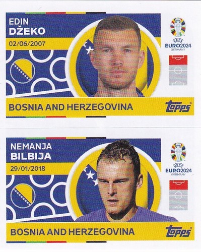 Topps Euro 2024 Sticker Bosnia Herzegovina BIH 12 & 13 Edin Dzeko ...