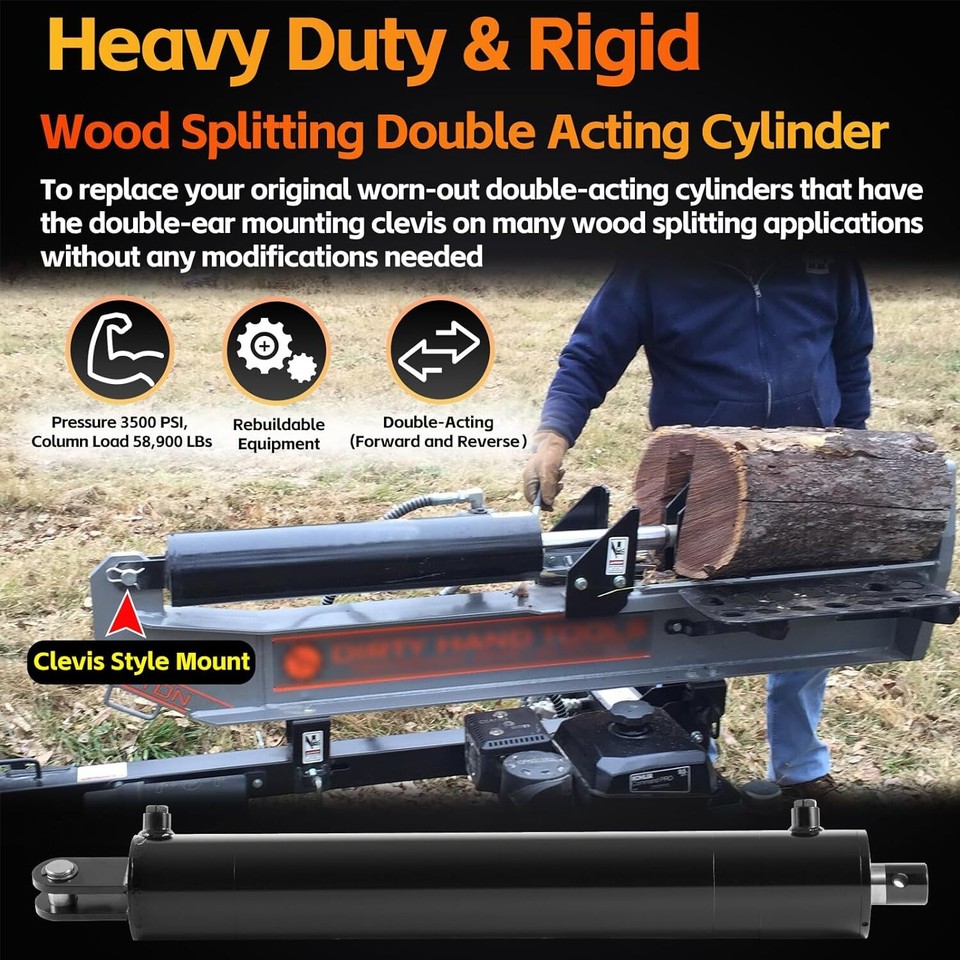 Universal 5"x24" Hydraulic Cylinders Log Splitter Cylinder 3500PSI ...