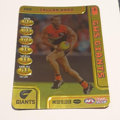 2018 Teamcoach Callan Ward Gold Parallel Card - GWS Giants | eBay Australia