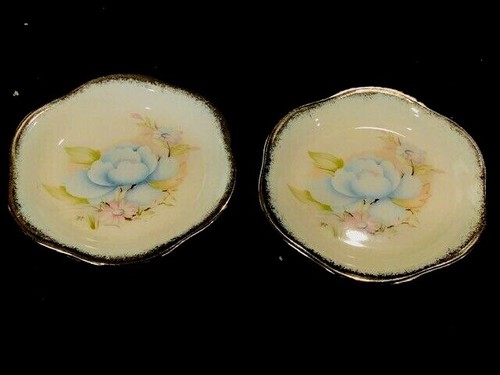 PALISSY Royal Worcester SPODE PAIR OF 4 1/4 SMALL DISHED BLUE FLORAL ...