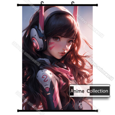 Anime Game Poster Dva Sweet Girl HD Painting Wall Scroll Poster 60x90cm ...