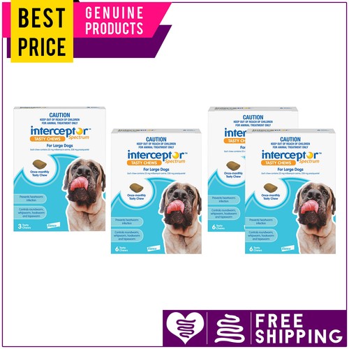 Interceptor Spectrum Heartworm Control 3,6,12 Doses for Dogs 22 to 45 ...