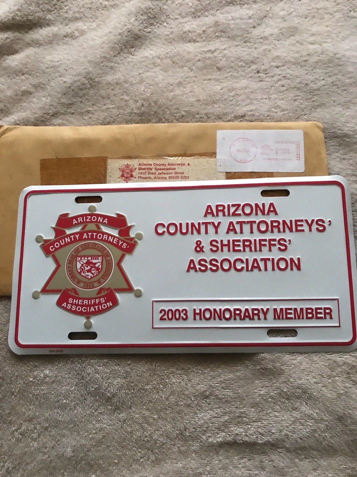 Actual Vintage Arizona sheriffs Attorneys honorary license plate Law ...