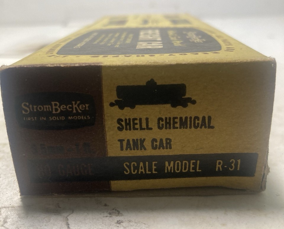 STROMBECKER HO GAUGE SCALE MODEL SHELL CHEMICAL TANK CAR R-31 WOOD TOY ...
