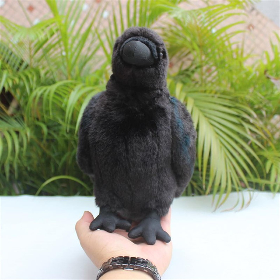 9.4'' Realistic Crow Plush Toy Cute Black Raven Plushie Soft Stuffed ...