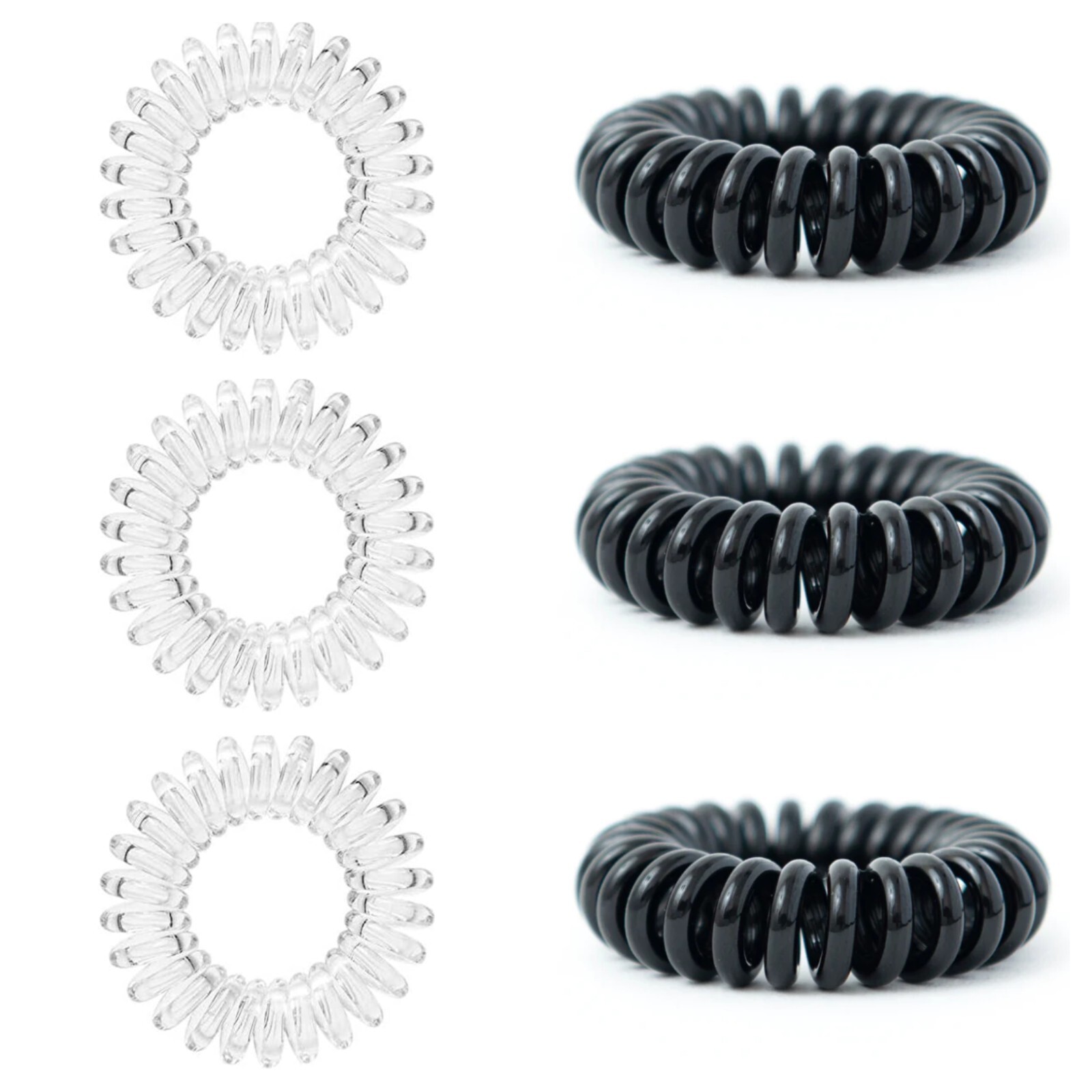 10 Hair Bobbles Spiral Coil Elastic Tie Wired Bands Stretchy Plastic ...