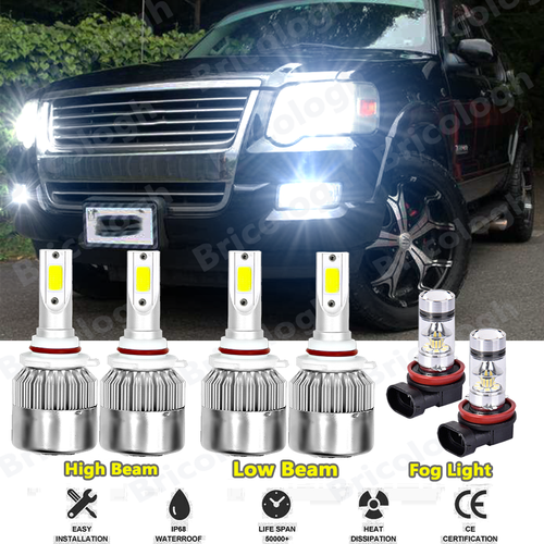 For Ford Explorer 2011 2012 2013 2014 2015 LED Headlight + Fog Light ...