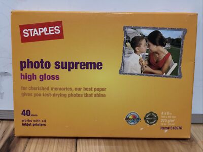 Staples Photo Supreme High Gloss Photo Paper 4x6 - 40 Pack New | eBay