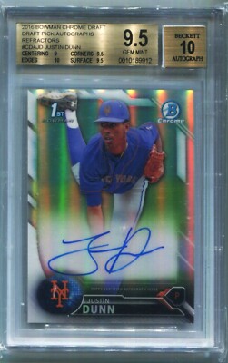 2016 Bowman Chrome Draft Justin Dunn Auto Ref Rookie Card 258/499, New ...