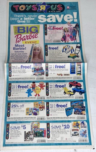 2000 Toys R Us Barbie Event Flyer Hasbro Board Games PlayStation Ad ...