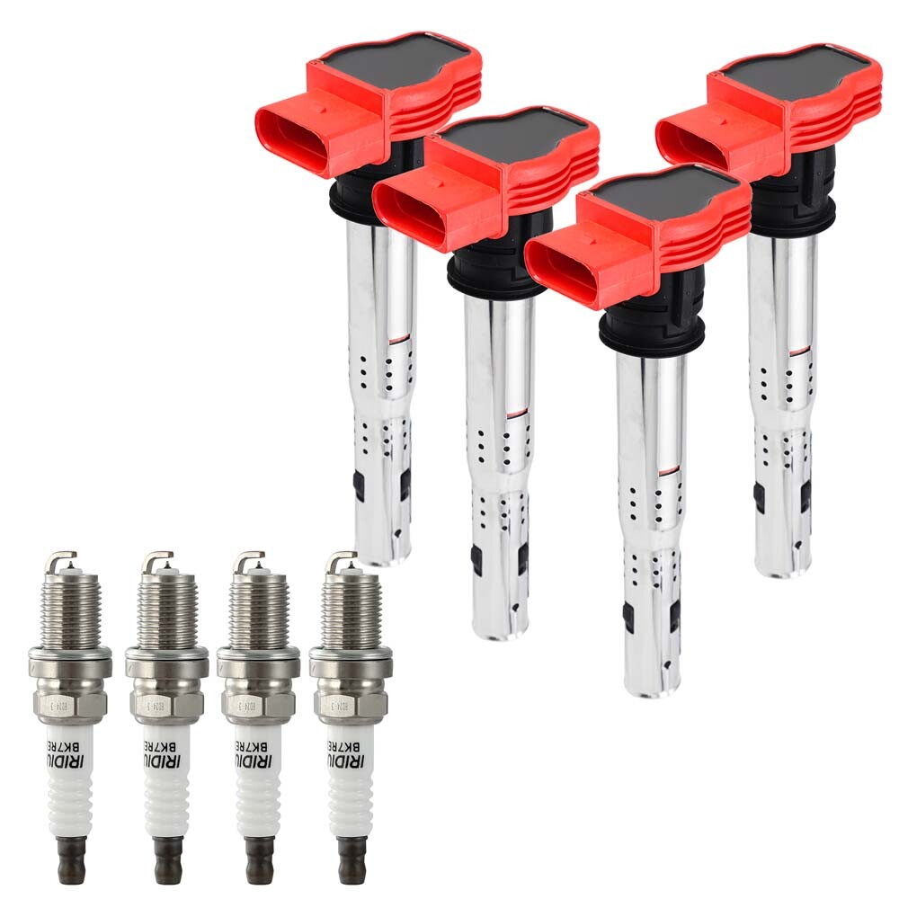 IGNITION COILS SPARK PLUGS FOR TT A3 A4 VW GOLF JETTA GTI EOS RABBIT ...