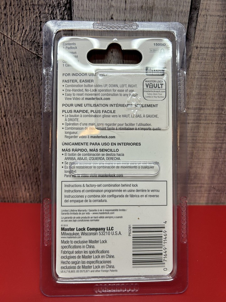 MASTER Lock Speed Dial Blue 1500iD Padlock Indoor Anti-Shim SEALED | eBay