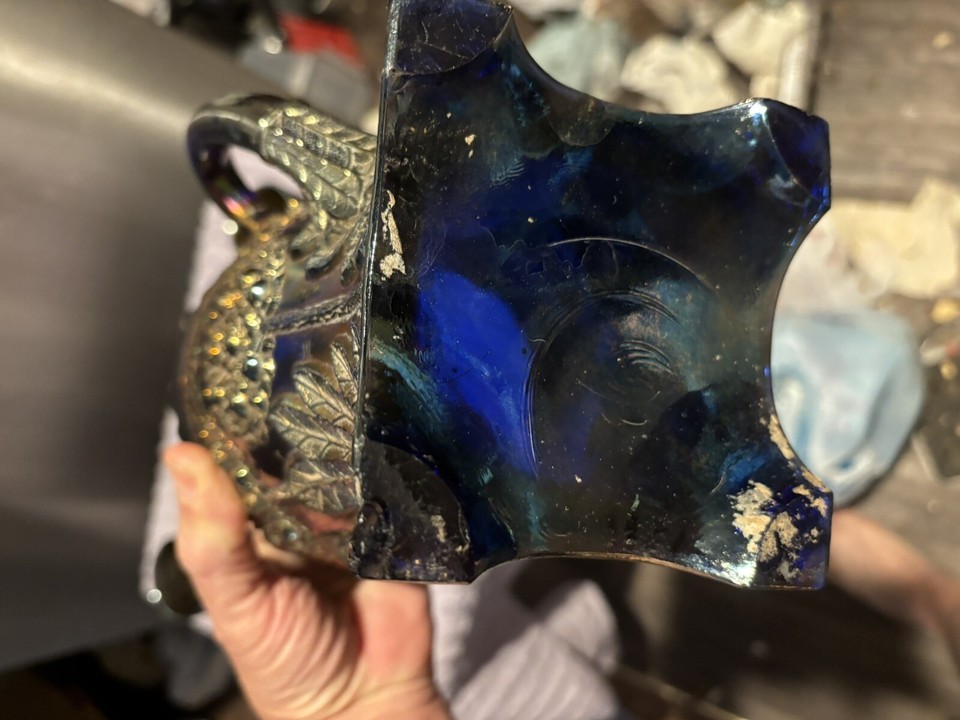 Fenton cobalt blue water pitcher with four water goblets | eBay