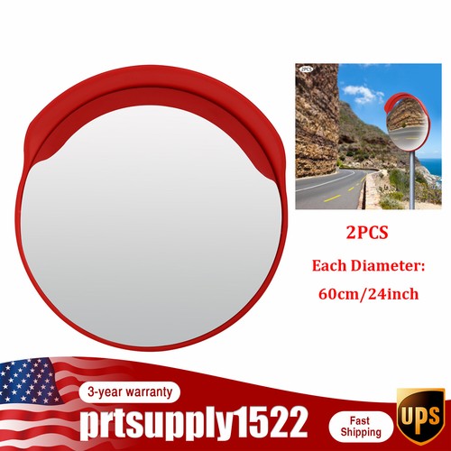 2PCS 24" Convex Traffic Mirror Wide Angle Blind Spot Corner Road ...