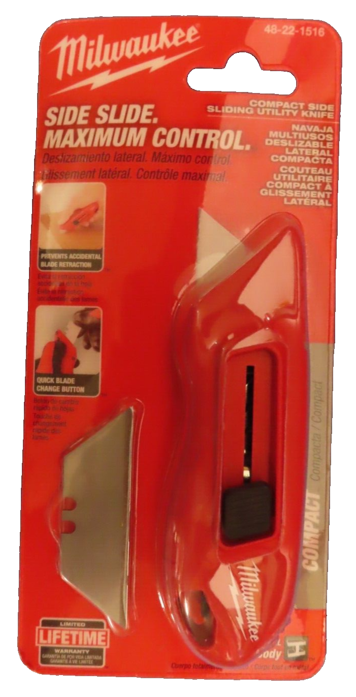 Milwaukee Compact side slide utility knife with blades #48-22-1516 NEW ...