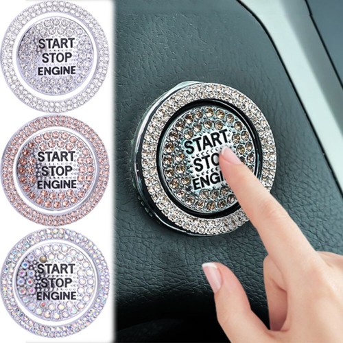 Car Start Switch Button Diamond Sticker Rhinestone Protective Cover ...