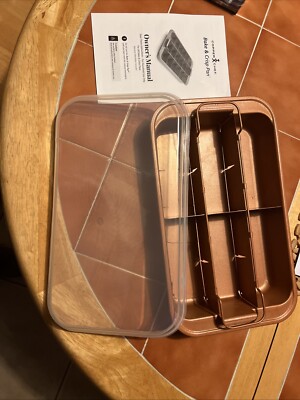 New Copper Chef Bake and Crisp Brownie Pan Lasagne Pan with Lid Free ...