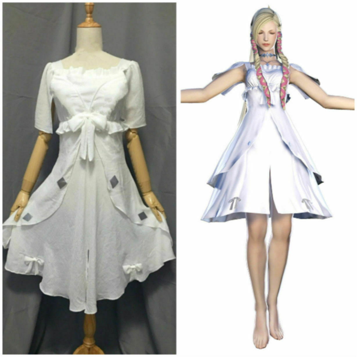 FF14 Final Fantasy XIV Minfilia Warde White Dress Cosplay Costume ...