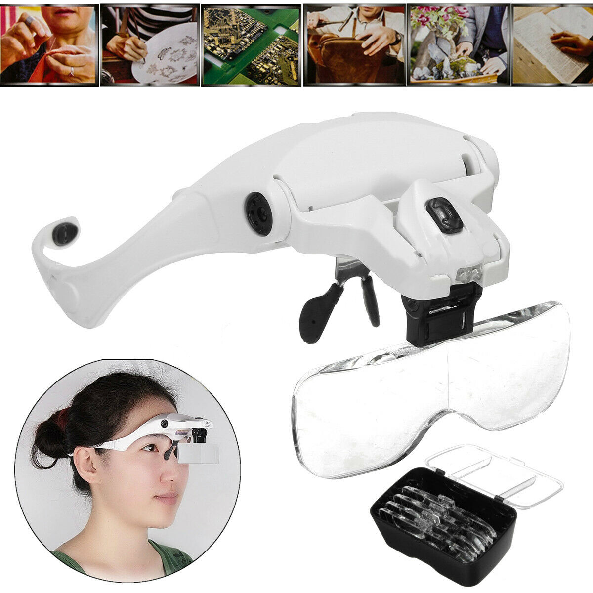 5 Lens LED Headset Glass Eyelash Extension Magnifying & Jeweler ...