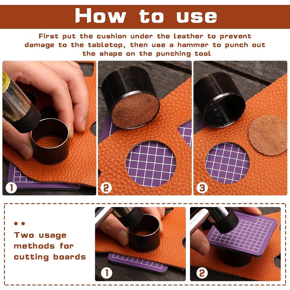 8pcs Leather Cutting Die Set Round Cutting Punching Die Leather ...