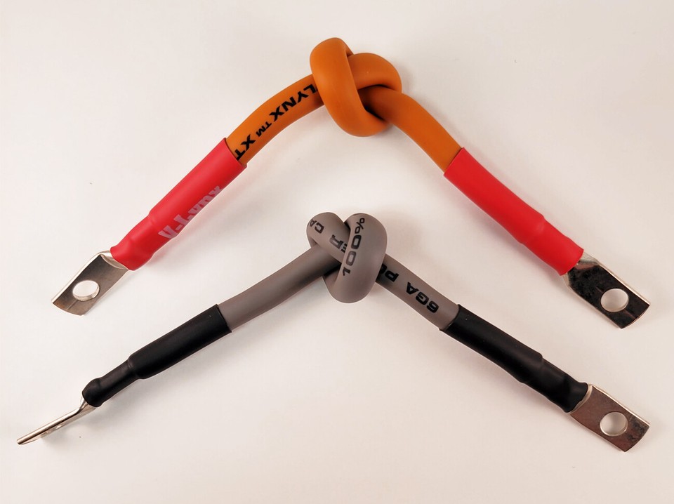 Pair of 6 Gauge AWG Battery Cables Solar Marine Inverter 100%OFC Copper ...