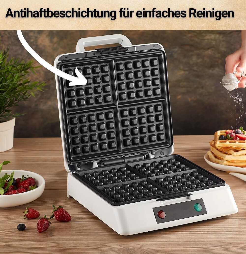 XXL Waffeleisen Waffeltoaster 1200W Waffel Eisen Elektrogrill 4er ...