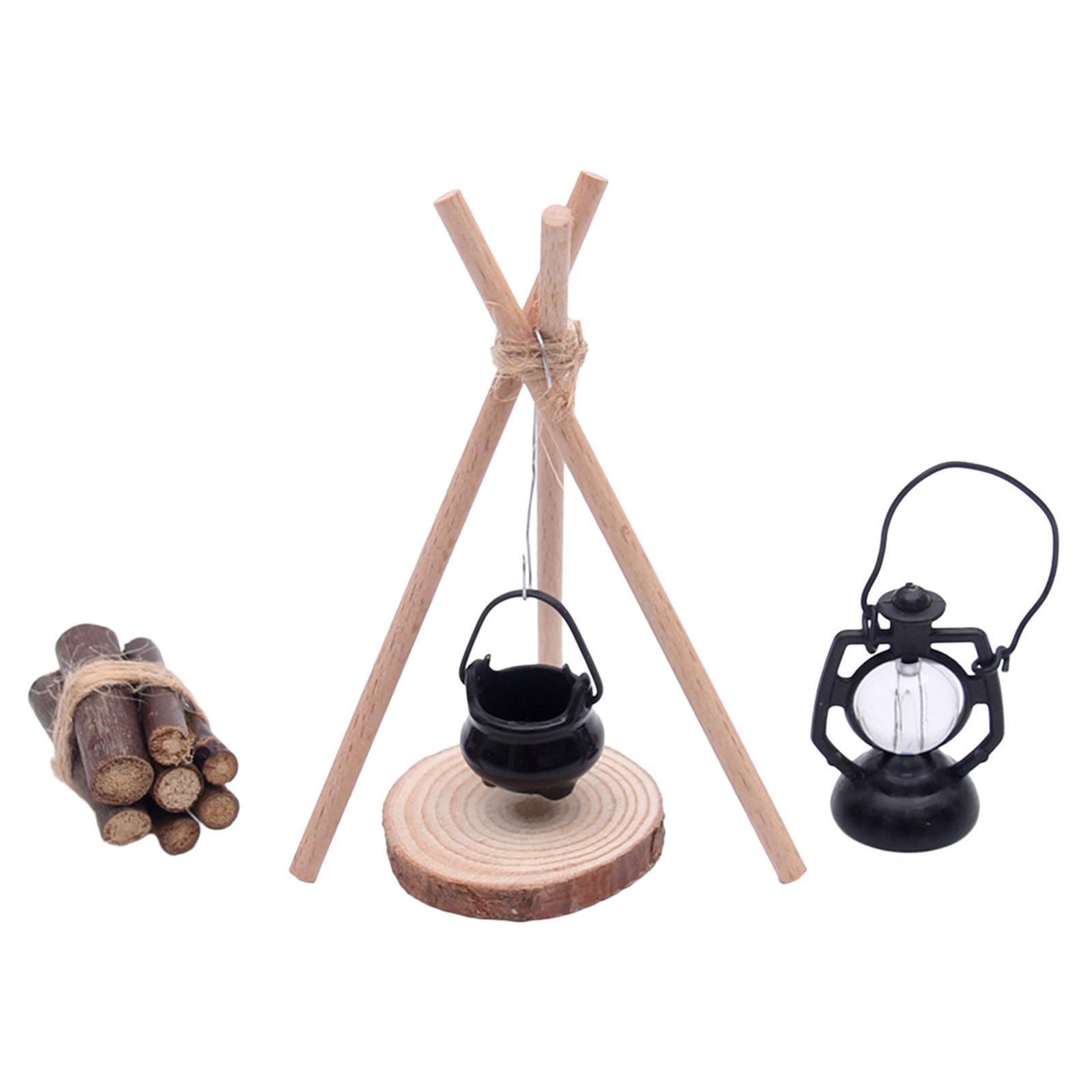 7 Pieces 1/12 Dollhouse Camp Set Wooden Firewood DIY Children Toy Doll ...