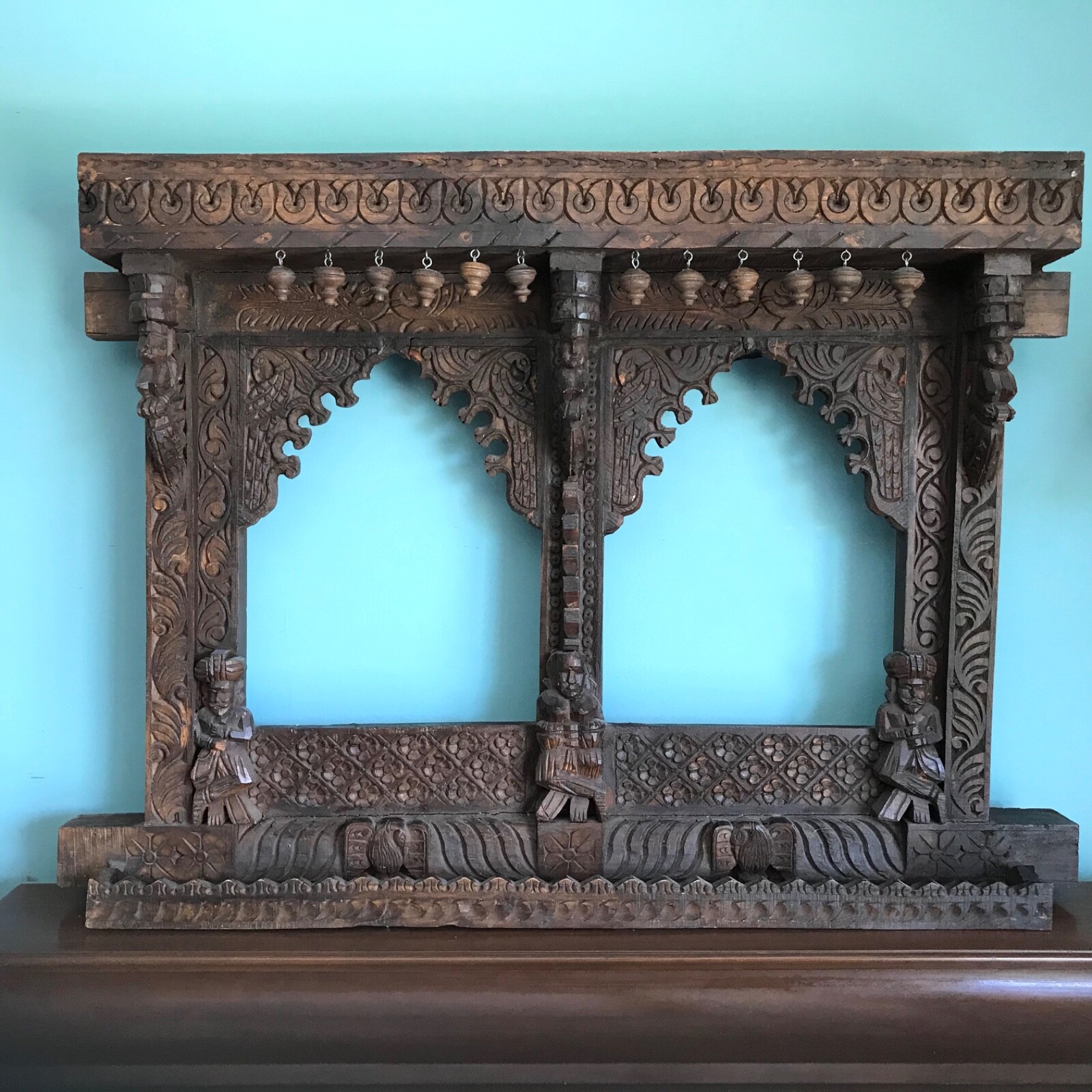 Antique Hand Carved Wood Altar Shrine Pooja Mandir Prayer 42 x 30 x 6 ...