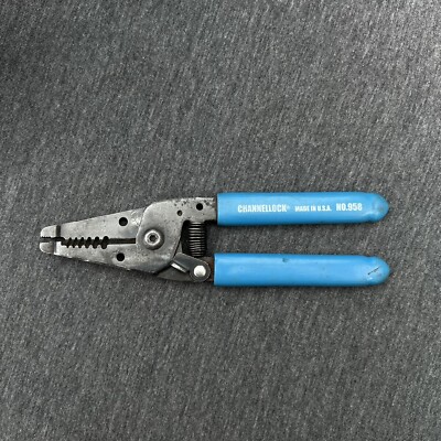 Channellock 958 6.5" Long Wire Stripper Blue Rubber Handle w/Cutters ...