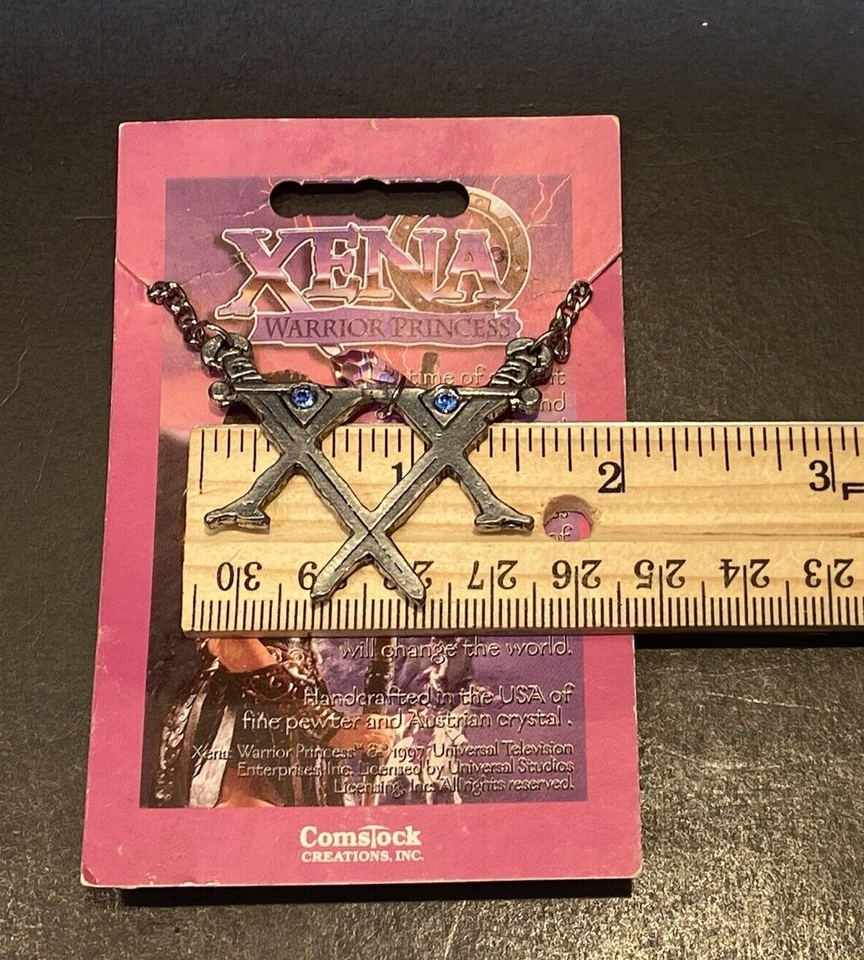 Rare VTG Xena Warrior Princess Swords X Necklace Austrian Crystal ...