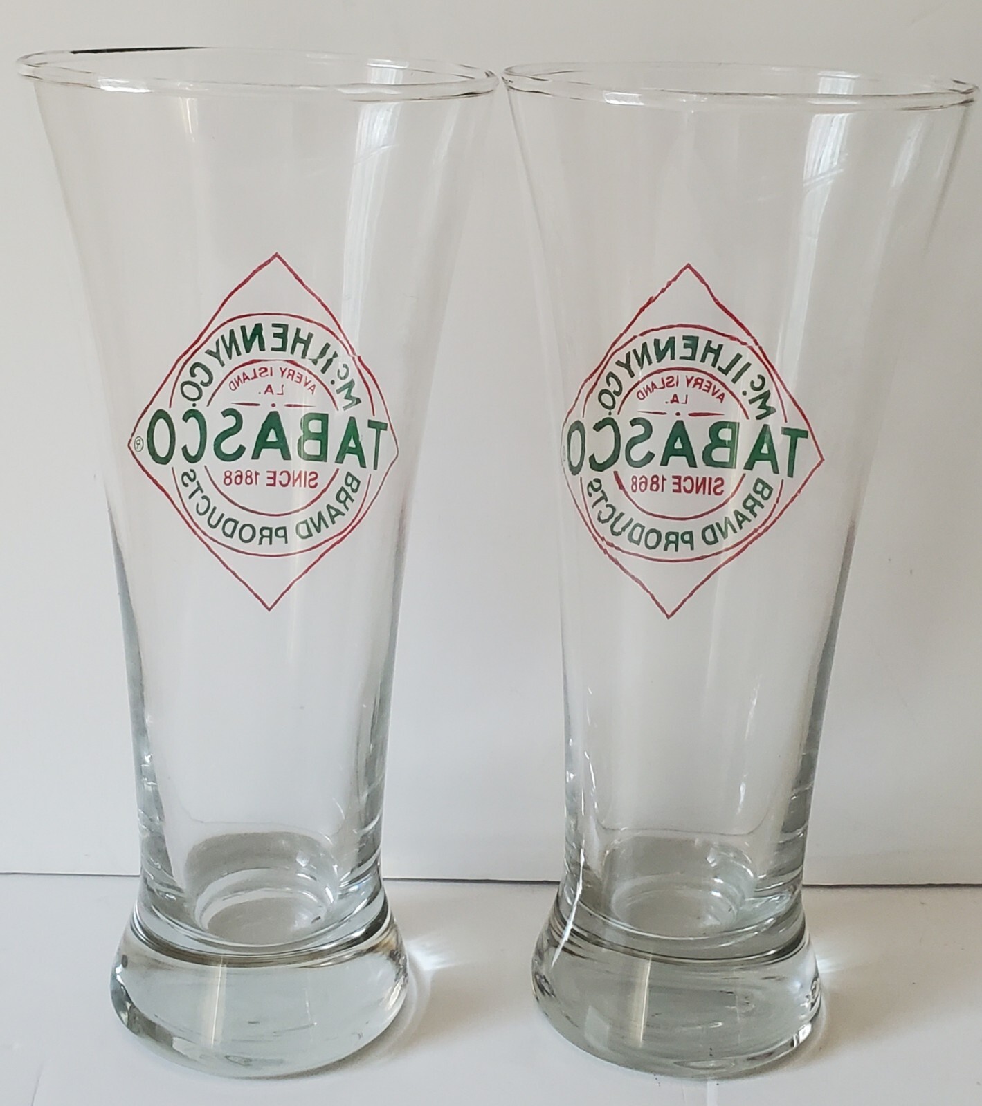 Tabasco Branded Vintage McIlhenny Pilsner Beer Cocktail Glasses - Set ...