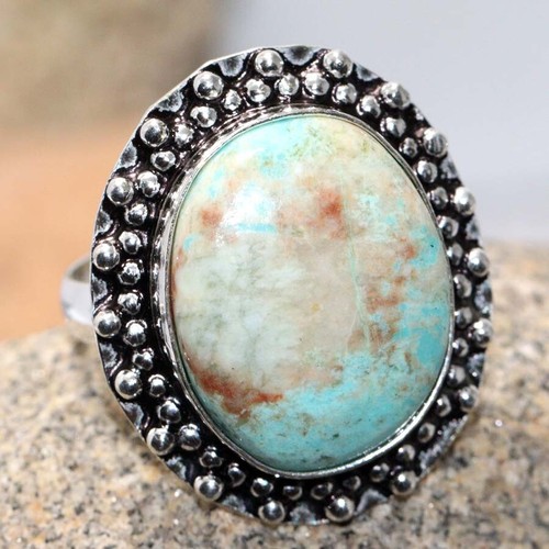 925 Silver Plated Peruvian Turquoise Ethnic Ring Jewelry Size US 8 GW ...