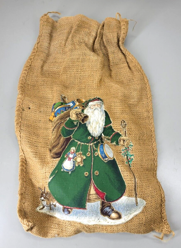 Vintage Decorative St. Nicholas / Santa Burlap Sack 19" x 12" | eBay