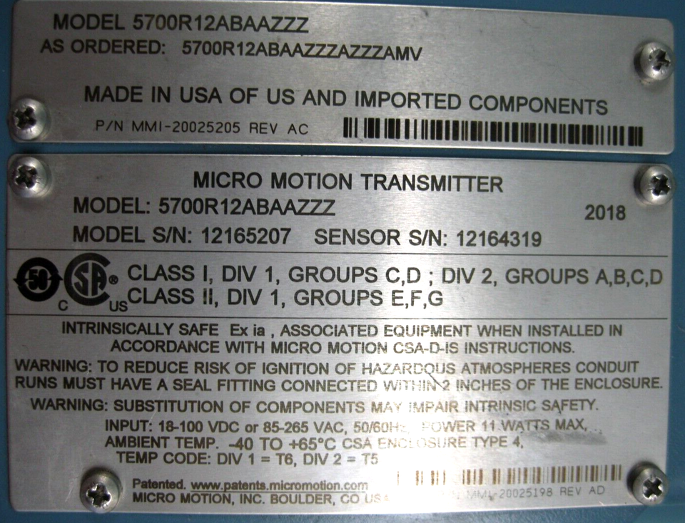 Micro Motion 5700 R12 ABAAZZZ AZZZAMV Transmitter Mfg 2018 B14 | eBay
