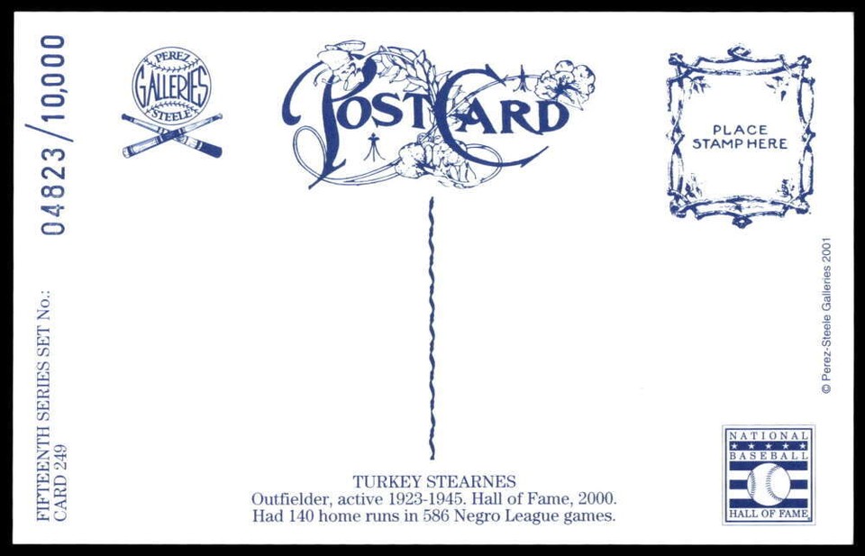 Turkey Stearnes 1980 Perez-Steele Hall of Fame Series 1-15 #249 /10000 ...