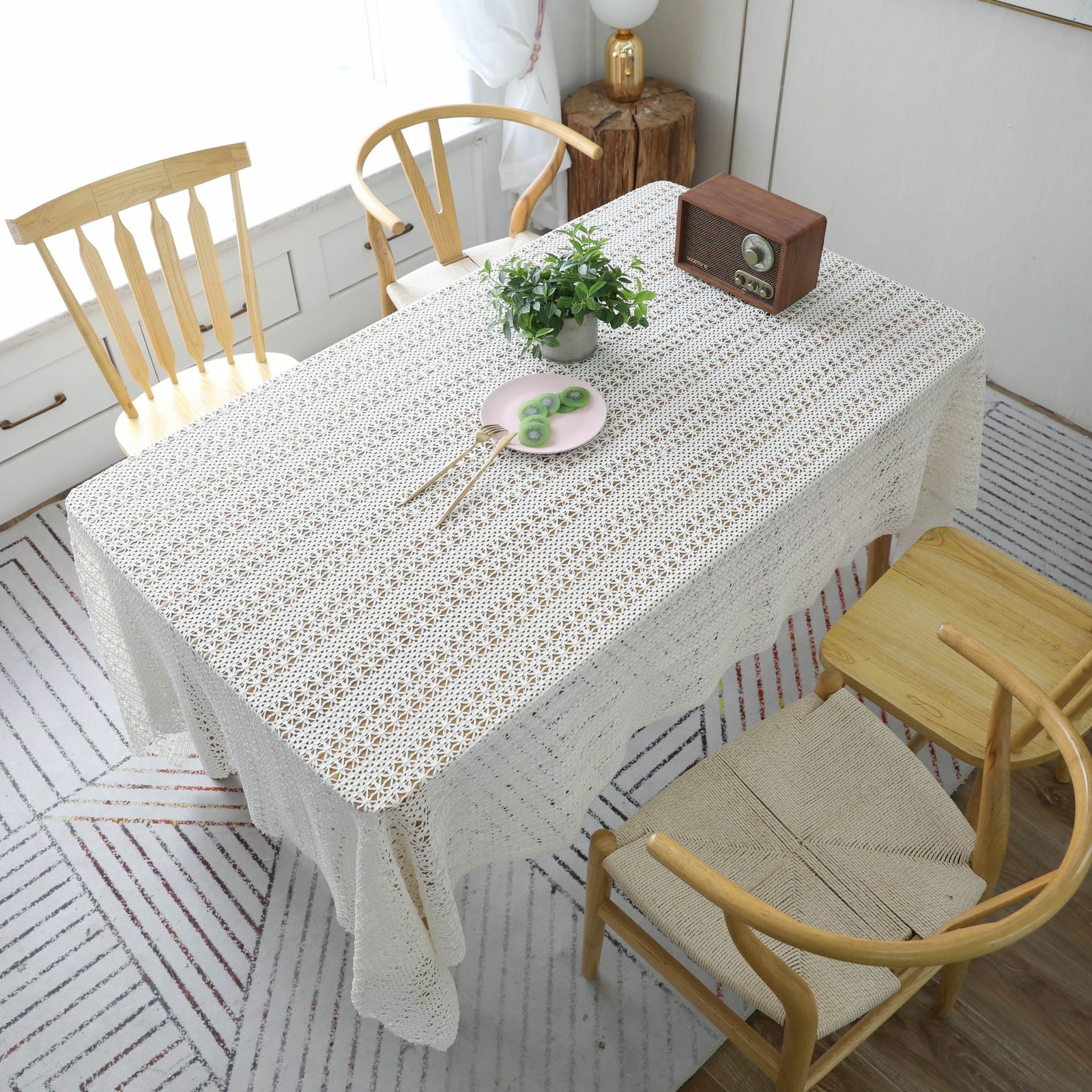 Crochet Rectangular Tablecloth Lace Table Cover Elegant Kitchen ...