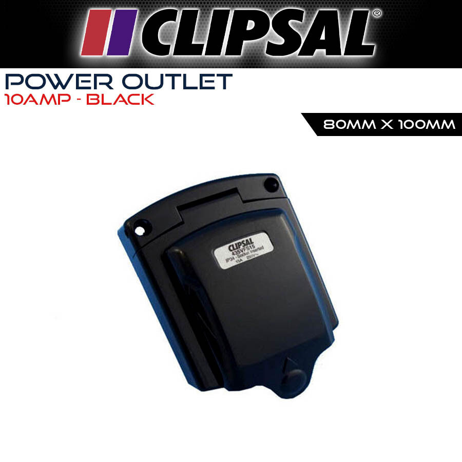 Clipsal New Black External 10AMP Power Outlet Caravan RV Motorhome ...