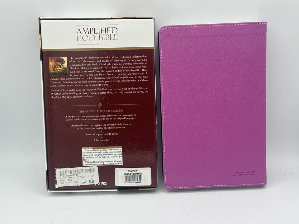 Amplified Holy Bible Standard Print Thumb Index Lay Flat - Purple/Pink ...