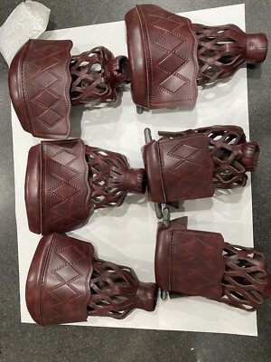 Set of 6 Heavy Duty Leather Billiard Pool Table Pockets - Dark Cherry ...