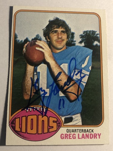 GREG LANDRY Signed 1976 NFL Topps #286 Detroit Lions UMass Minutemen ...