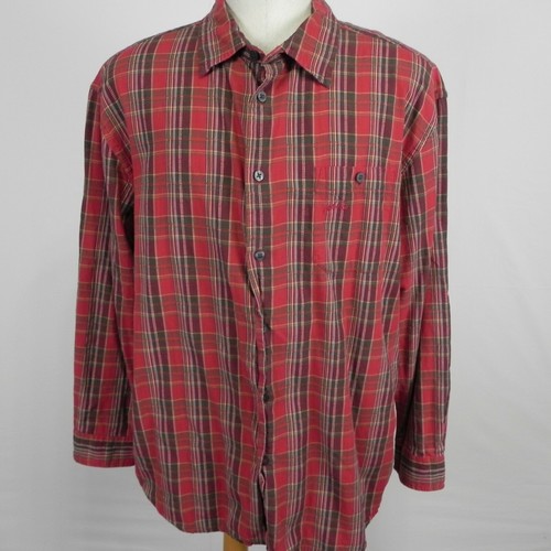 Hobie Shirt Mens XL Outdoor Casual Pocket Button Up Red Plaid Long ...