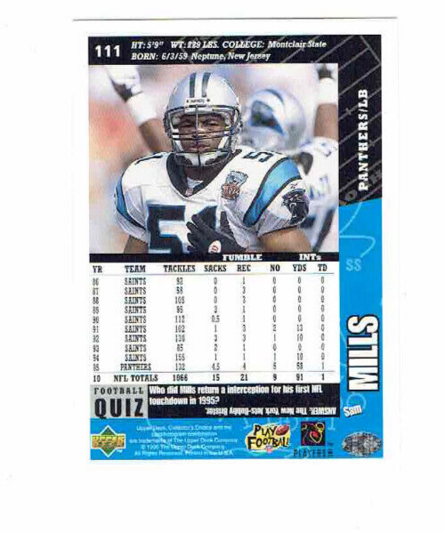 Sam Mills Panthers LB #111 Upper Deck 1996 Football Card | eBay