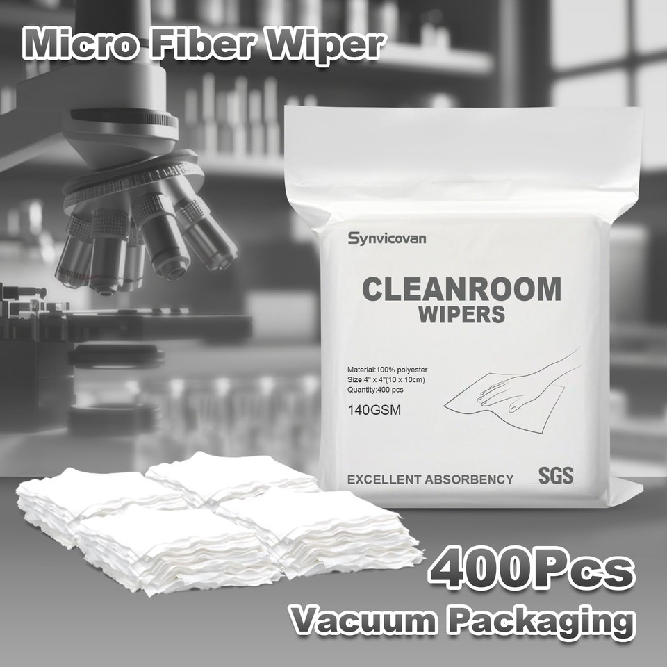 Cleanroom Wipers 4"x4"(400 Pcs, 100% Polyester, Class 100, 140GSM ...